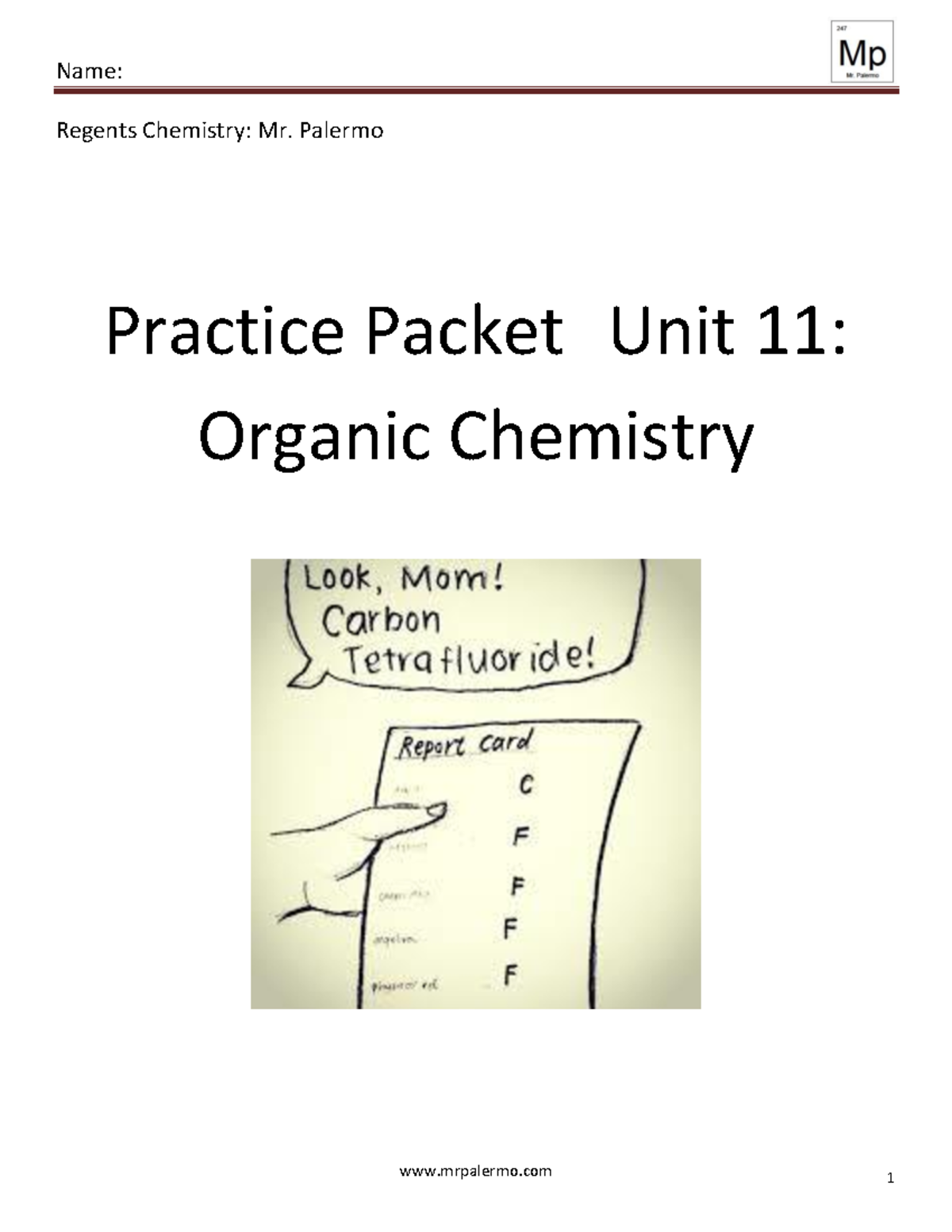 Notes for Chemistry - Regents Chemistry: Mr. Palermo Practice Packet ...