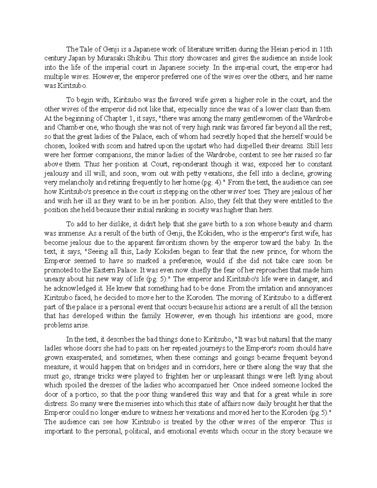Character Analysis of Kiritsubo - The Tale of Genji is a Japanese work ...