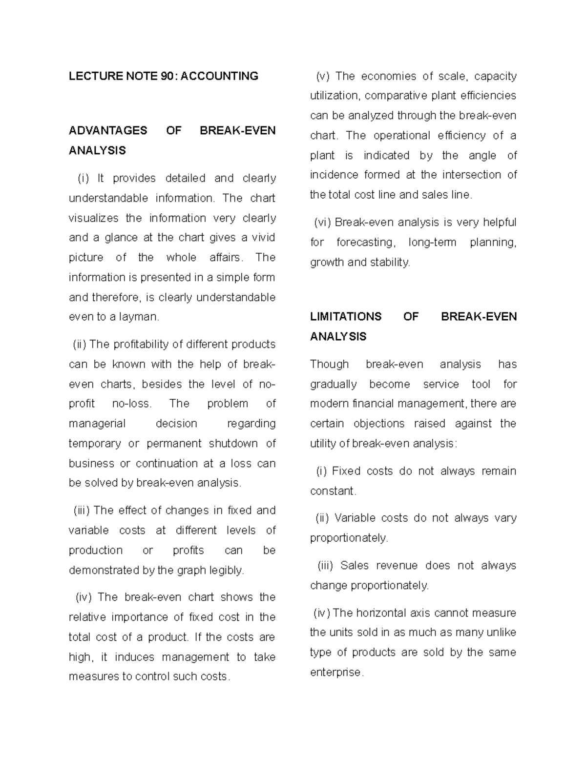 Lecture Note 90 Accounting - LECTURE NOTE 90: ACCOUNTING ADVANTAGES OF ...