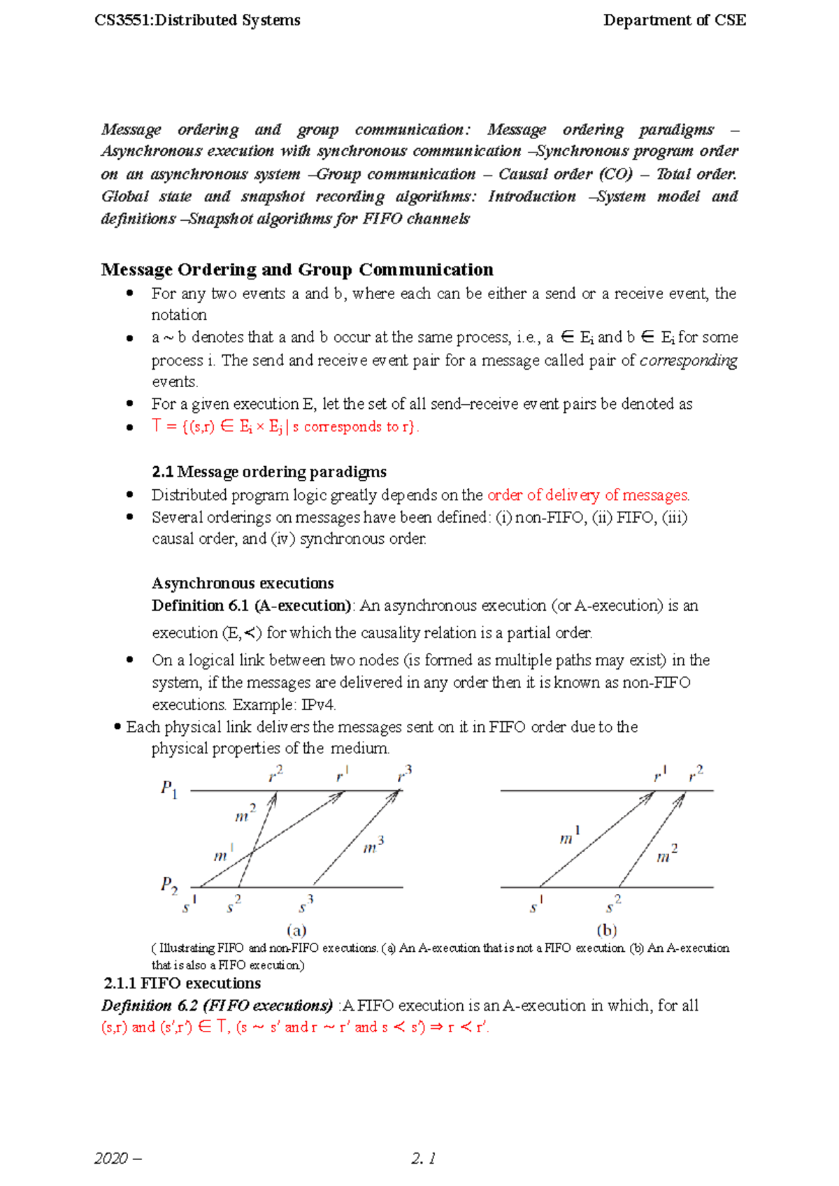 UNIT 2 Notes DC-new - Message ordering and group communication: Message ...