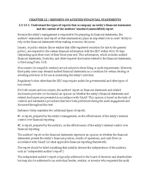 Notes from Chapter 11: Completing the Audit - Chapter 11: Completing ...