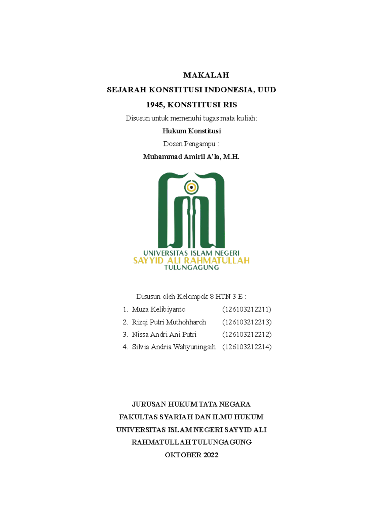 KEL. 8 Hukum Konstitusi Sejarah Konstitusi, UUD 1945, Konstitusi RIS ...