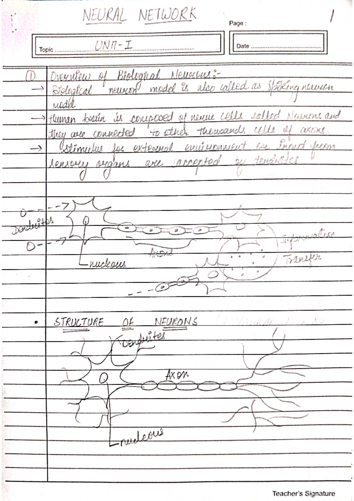 NN unit 1 - neural network - Computer Science - Studocu