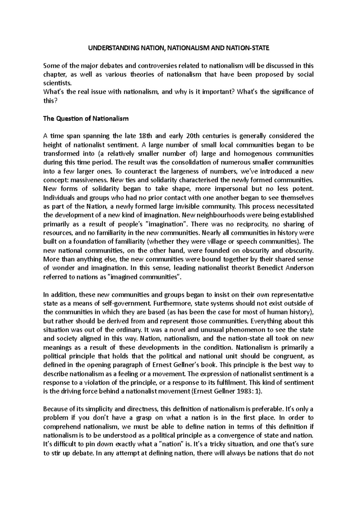 Understanding Nation, Nationalism AND Nation- State - UNDERSTANDING ...