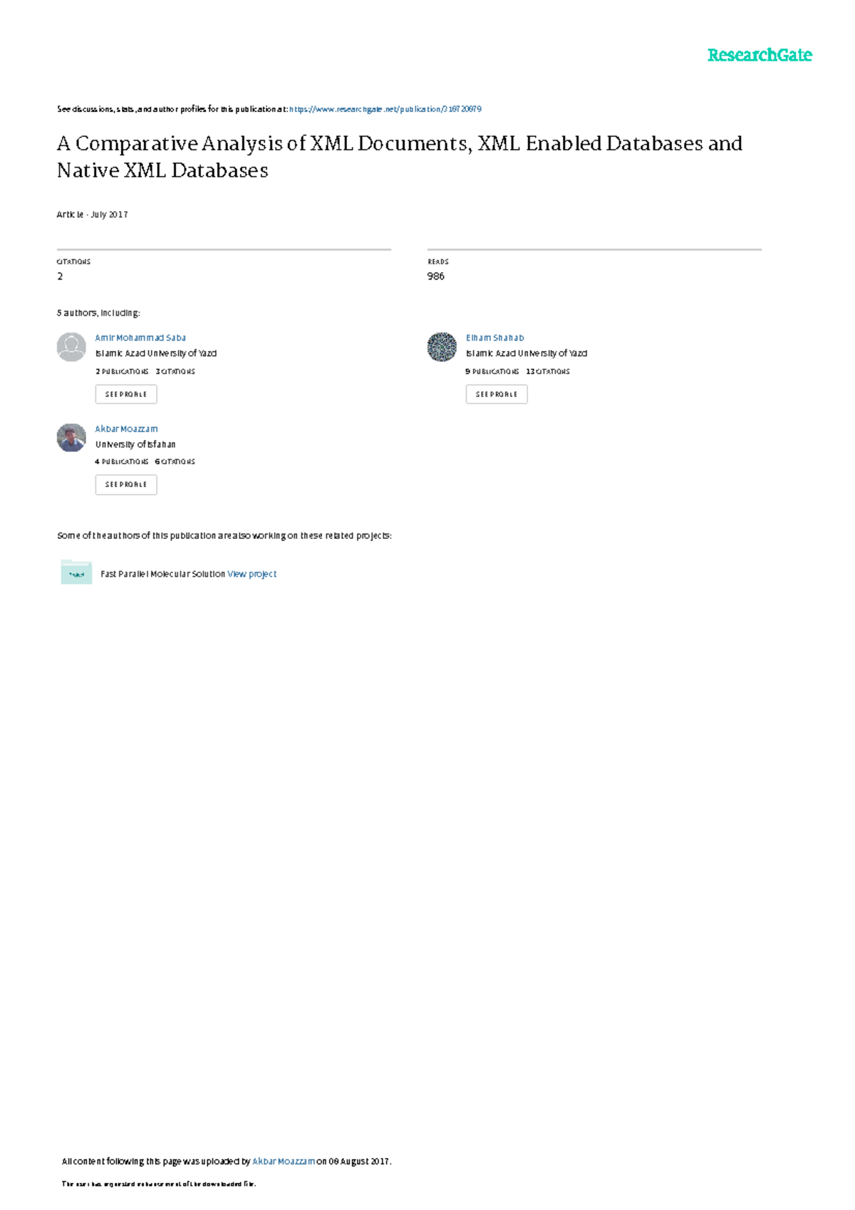 A Comparative Analysis Of Xml Documents Xml Enable See Discussions Stats And Author Profiles