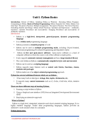 Python Notes - Study - UNIT – II Threading in Python Table of Contents ...