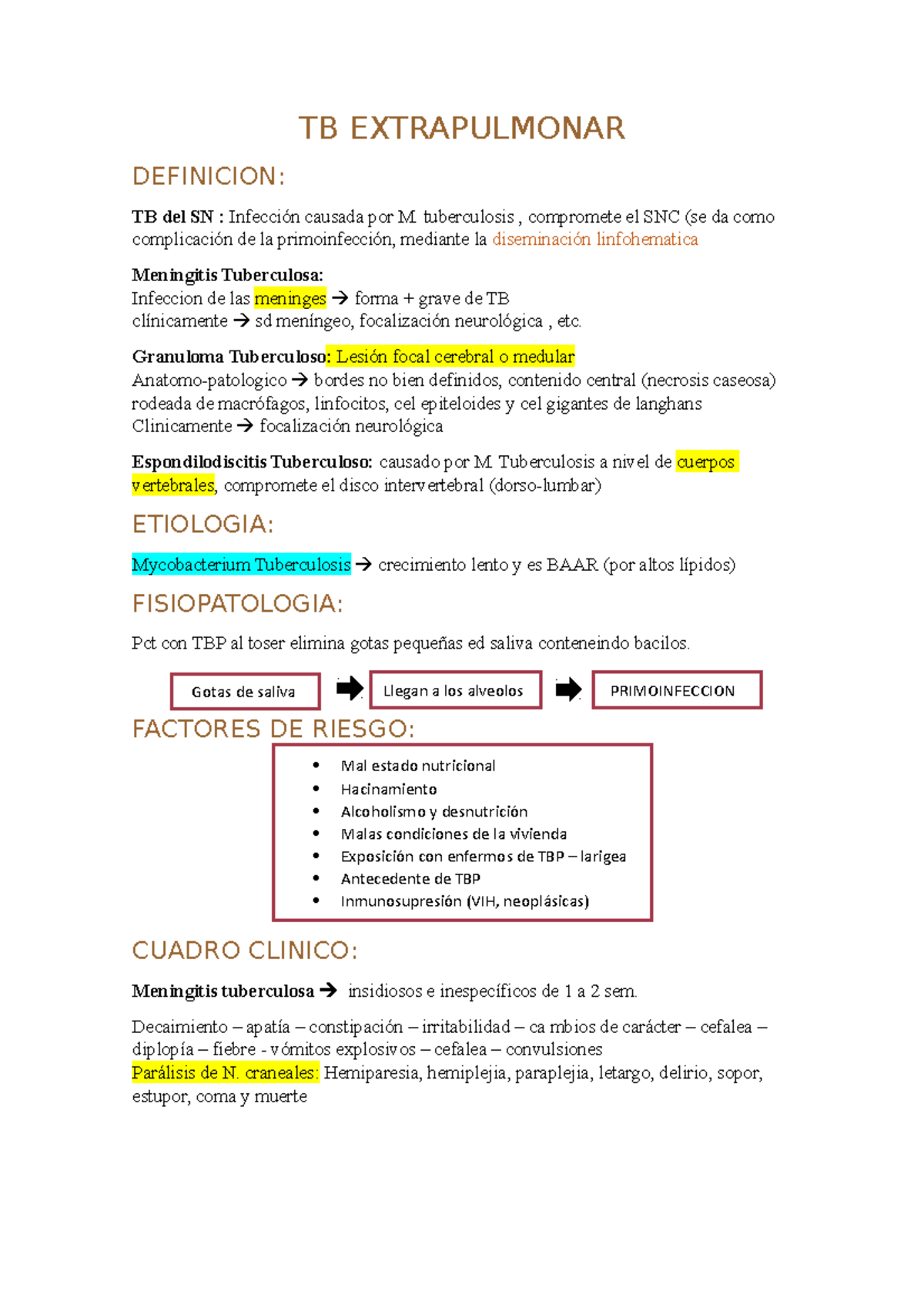 TB Extrapulmonar - TB EXTRAPULMONAR DEFINICION: TB del SN : Infección ...