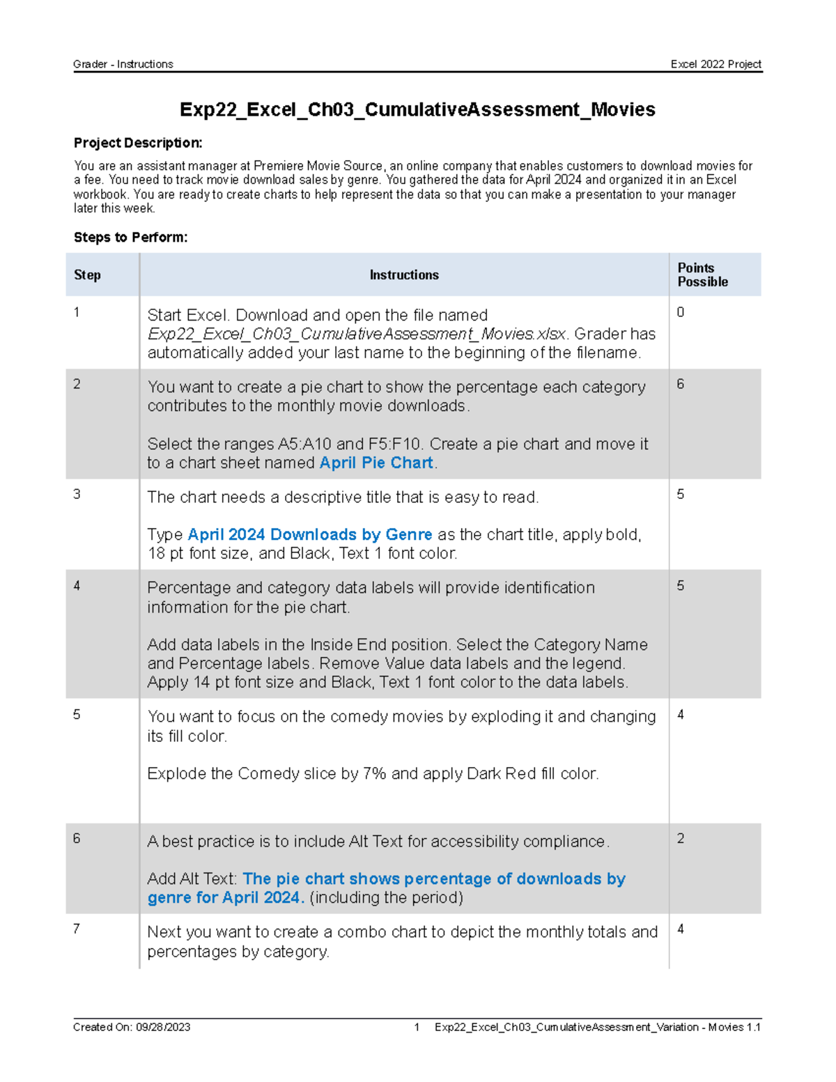 Exp22 Excel Ch03 Cumulative Assessment Movies Instructions - - Studocu