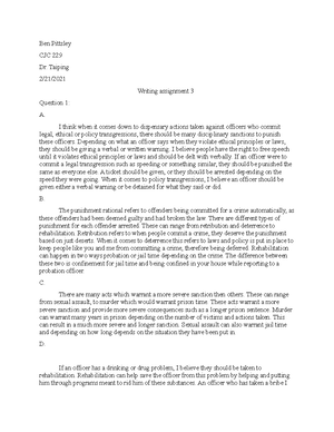 Research methods writing assignment 1 - Ben Pittsley Dr. Ho CJC 229 4 ...