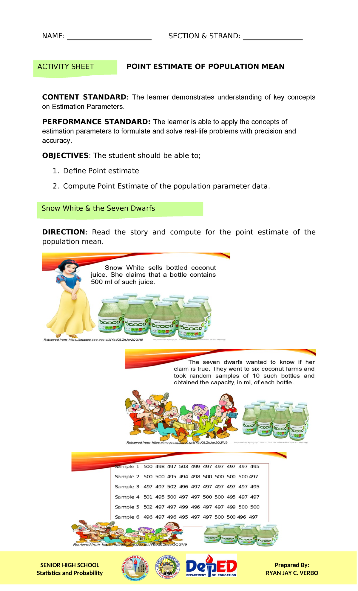 Statistics Point-Estimate-of-Population-Mean - SENIOR HIGH SCHOOL ...