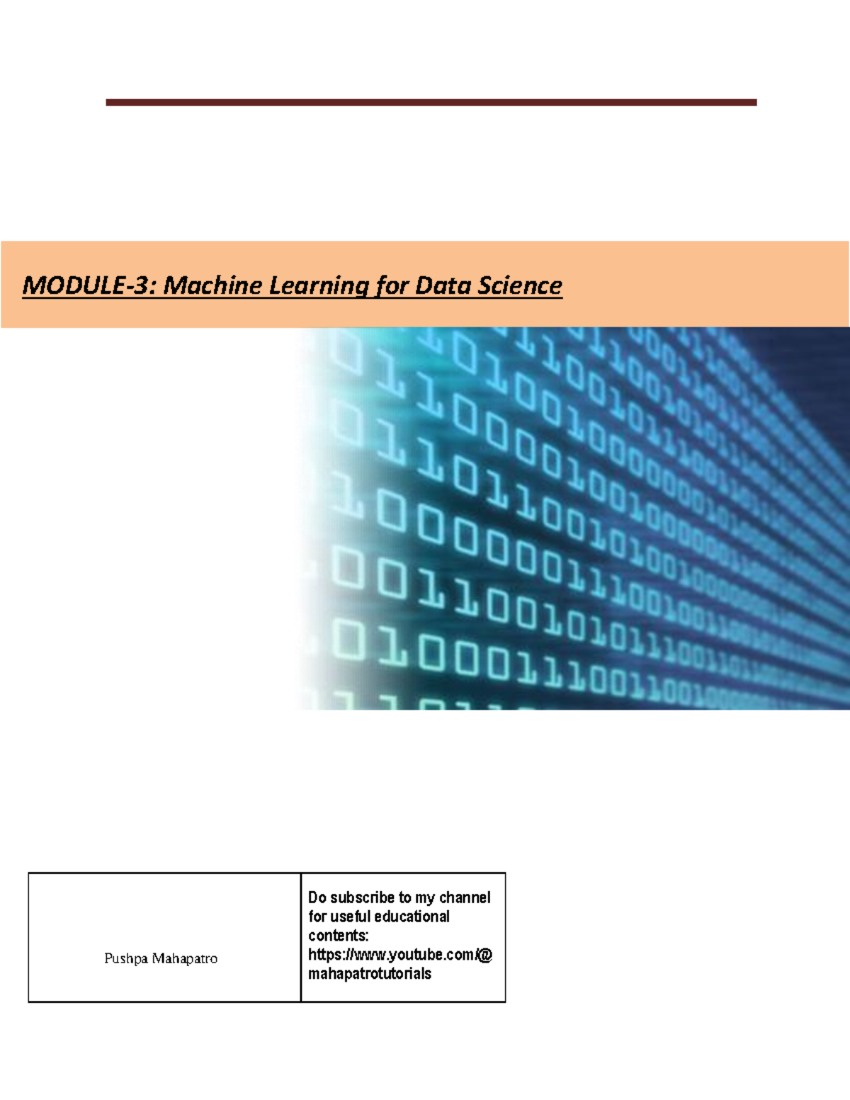 Notes of Data Science Unit III NEP 2023-24 - MODULE- 3 : Machine ...