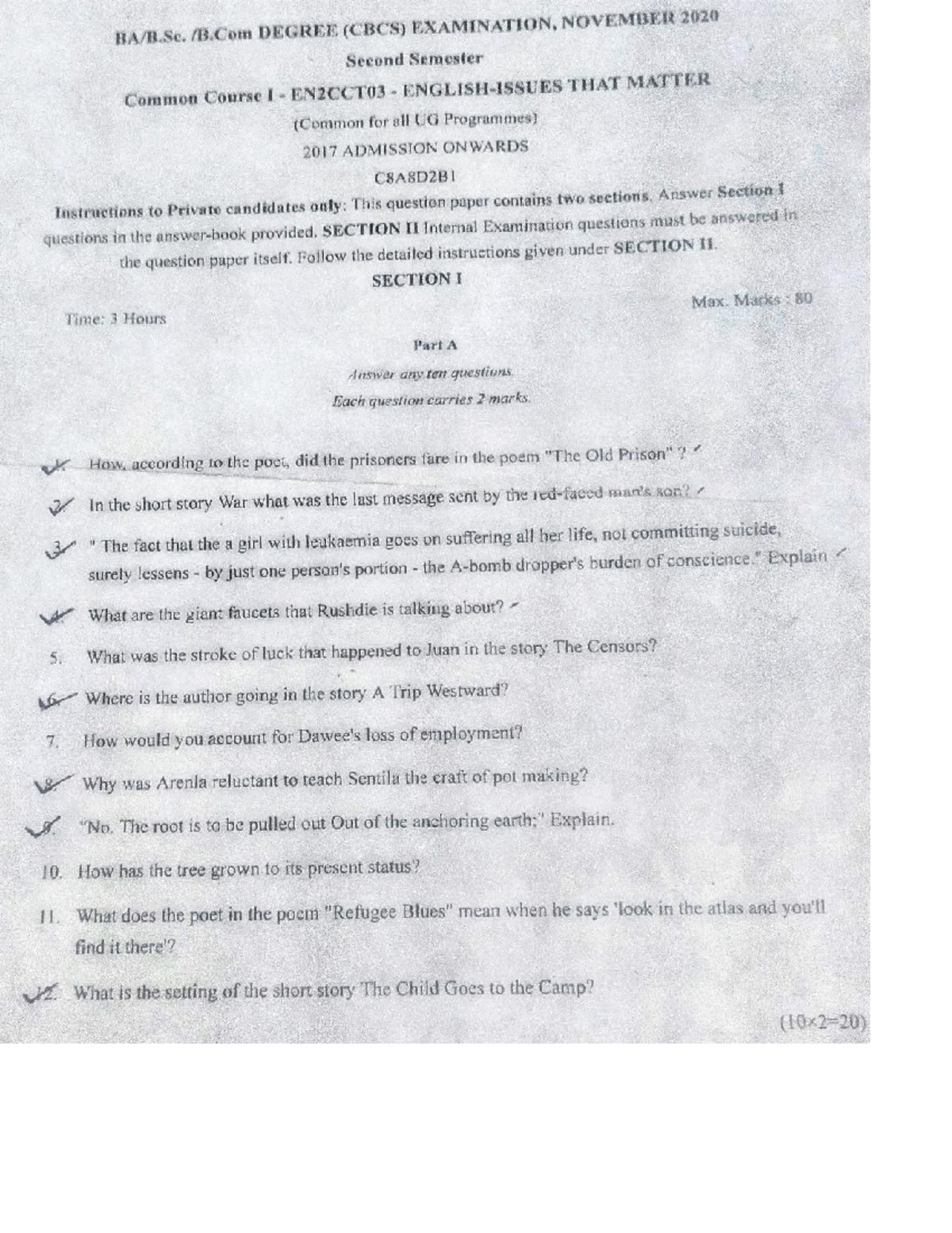 English question papers - Question paper for preparation - Studocu