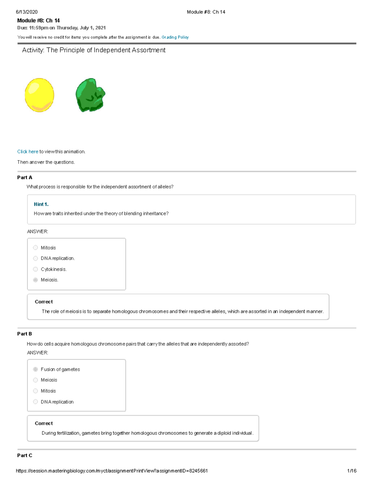 FINAL 07 2020, questions and answers - Module #8: Ch 14 Due: 11:59pm on ...