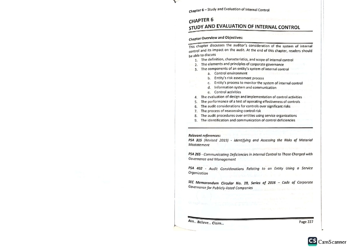 Chapter 6 Study and Evaluation of Internal Control 082440 - MAED ...