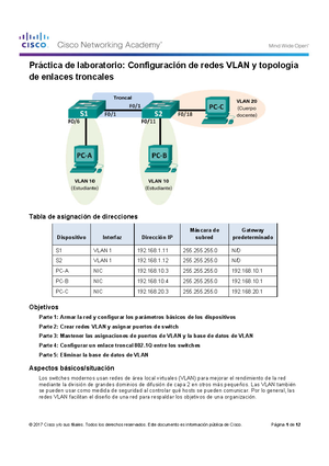 Lab 6.1 - VLAN y Enrutamiento VLAN - Práctica de laboratorio: Configuración de redes VLAN y ...