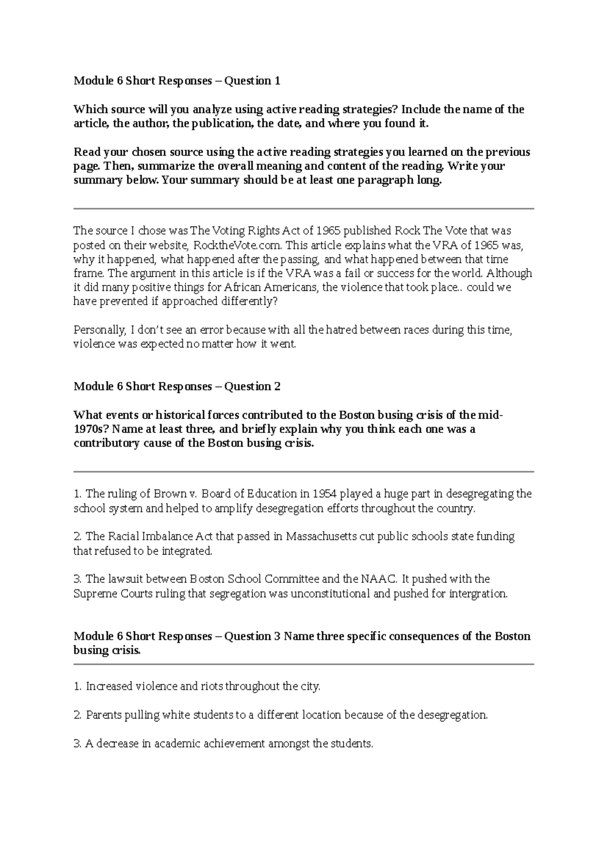 Applied History Module 6 Short Answer Responses - Module 6 Short ...