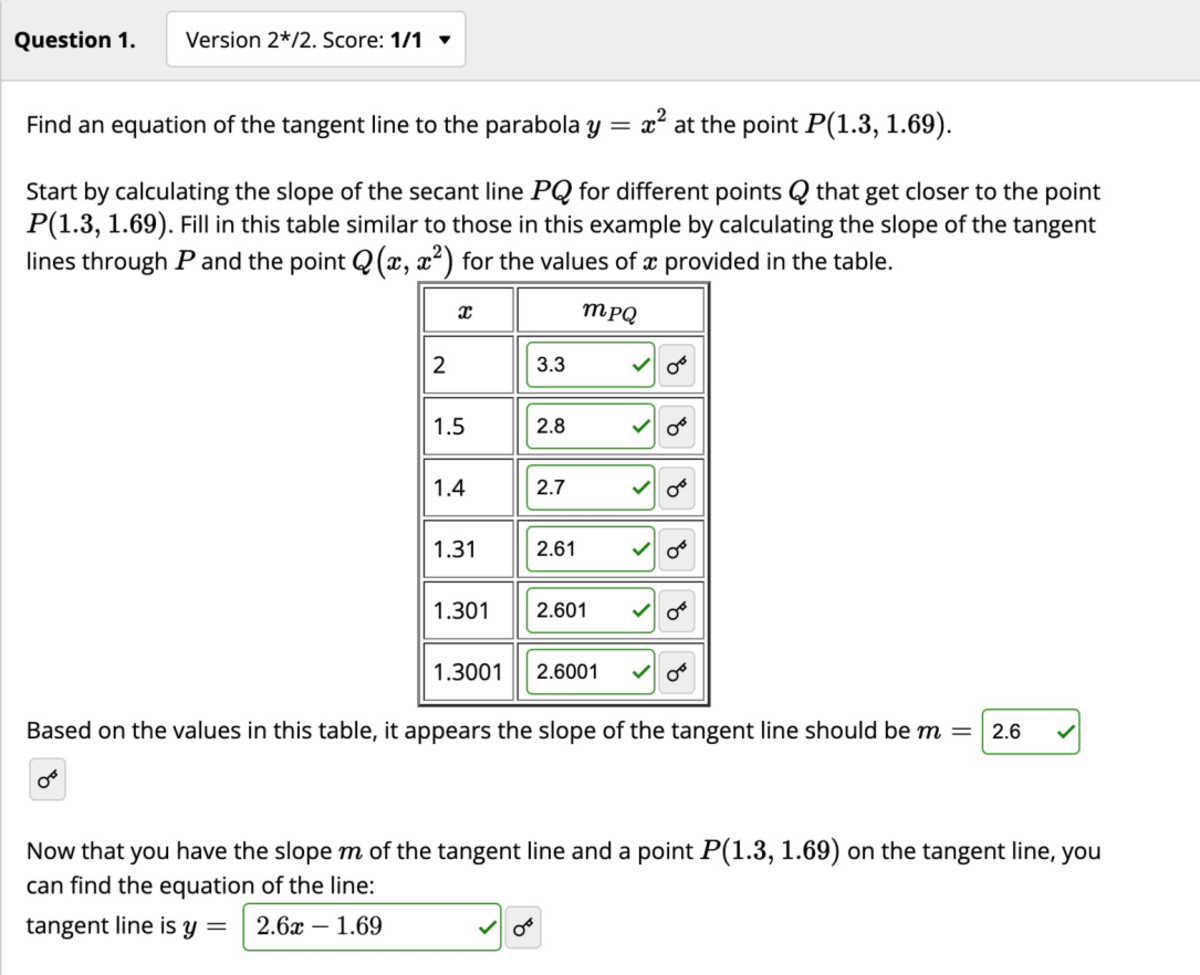 Stewart 2 - Question 1. Version Score: Find an equation of the tangent ...