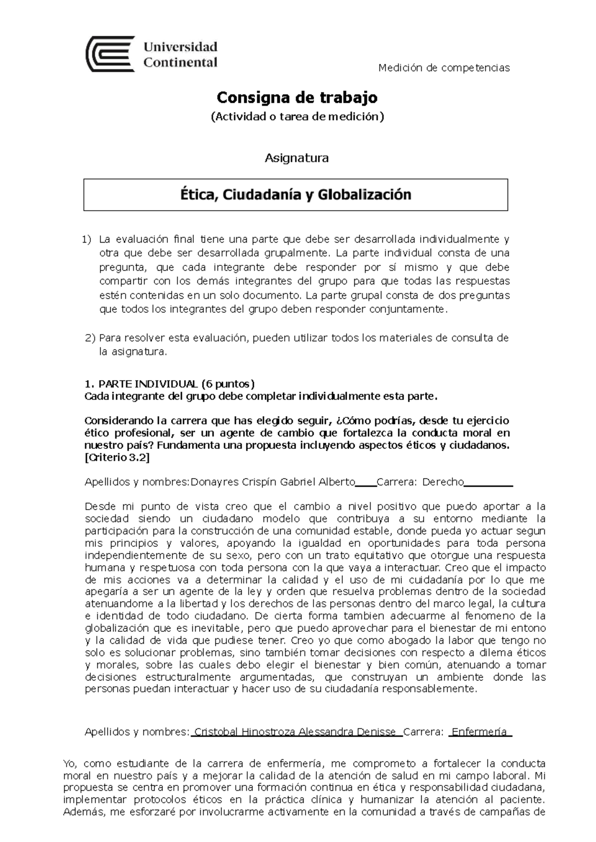 Consigna EVAL Competencias ECG 2024-10 - Medición de competencias Consigna de trabajo (Actividad ...