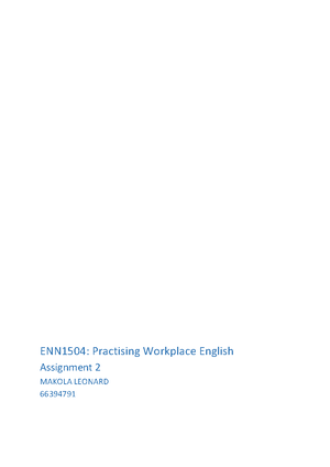 ENN1504 Assignment 2 2022 - QUESTION1: INVESTIGATIVE REPORT REPORT ON ...