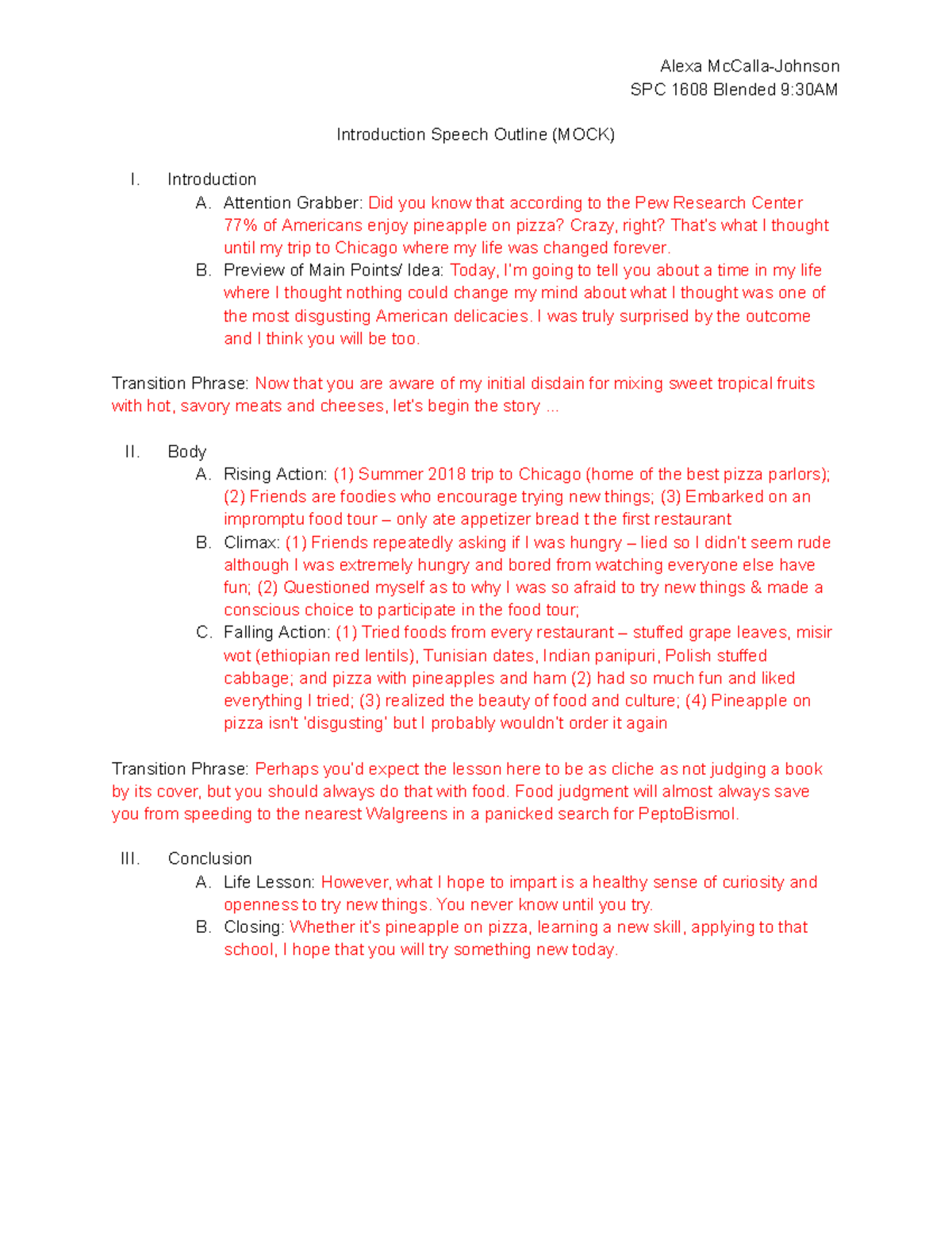 MOCK Introduction Speech Outline - Alexa McCalla-Johnson SPC 1608 ...