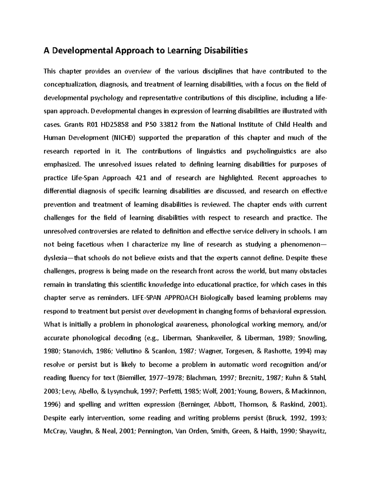 A Developmental Approach to Learning Disabilities - Developmental ...