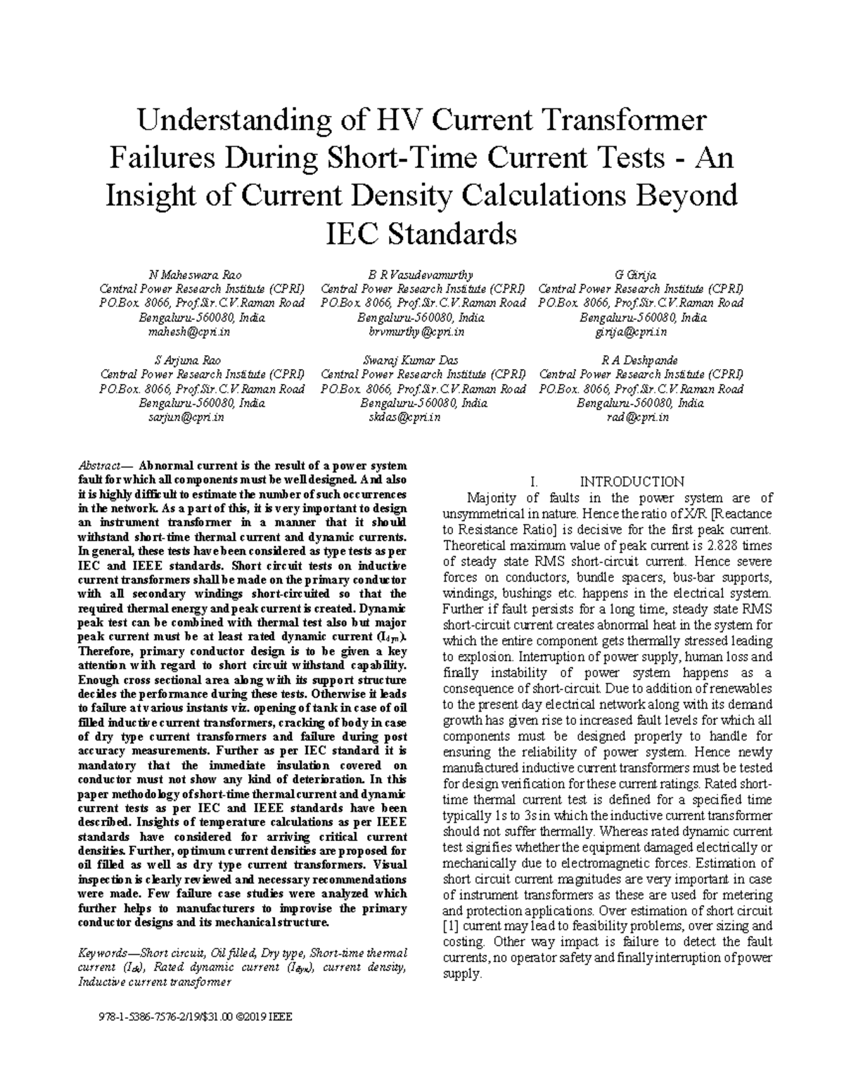 Understanding of HV Current Transformer Failures During Short-Time ...