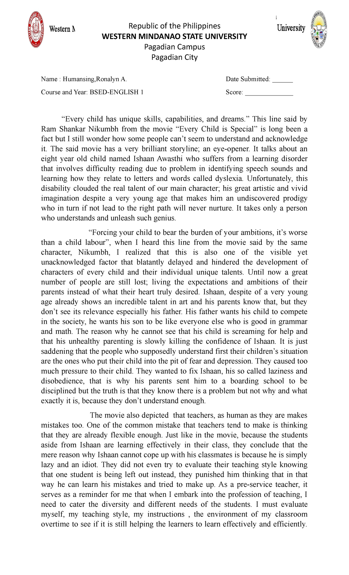 Activity-or-Assignment-Format - Republic of the Philippines WESTERN ...