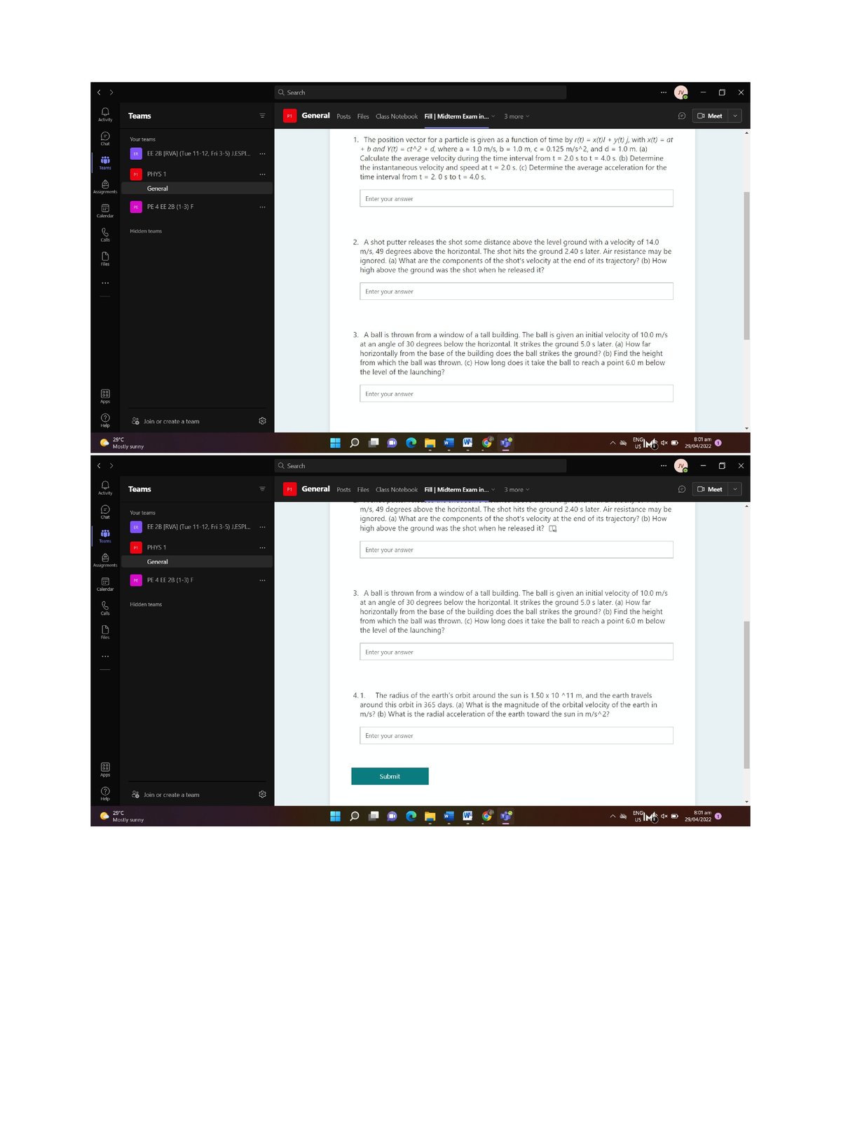MID EX - it is good - Search Teams General Posts Files Class Notebook Fill Midterm Exam in... 3 ...