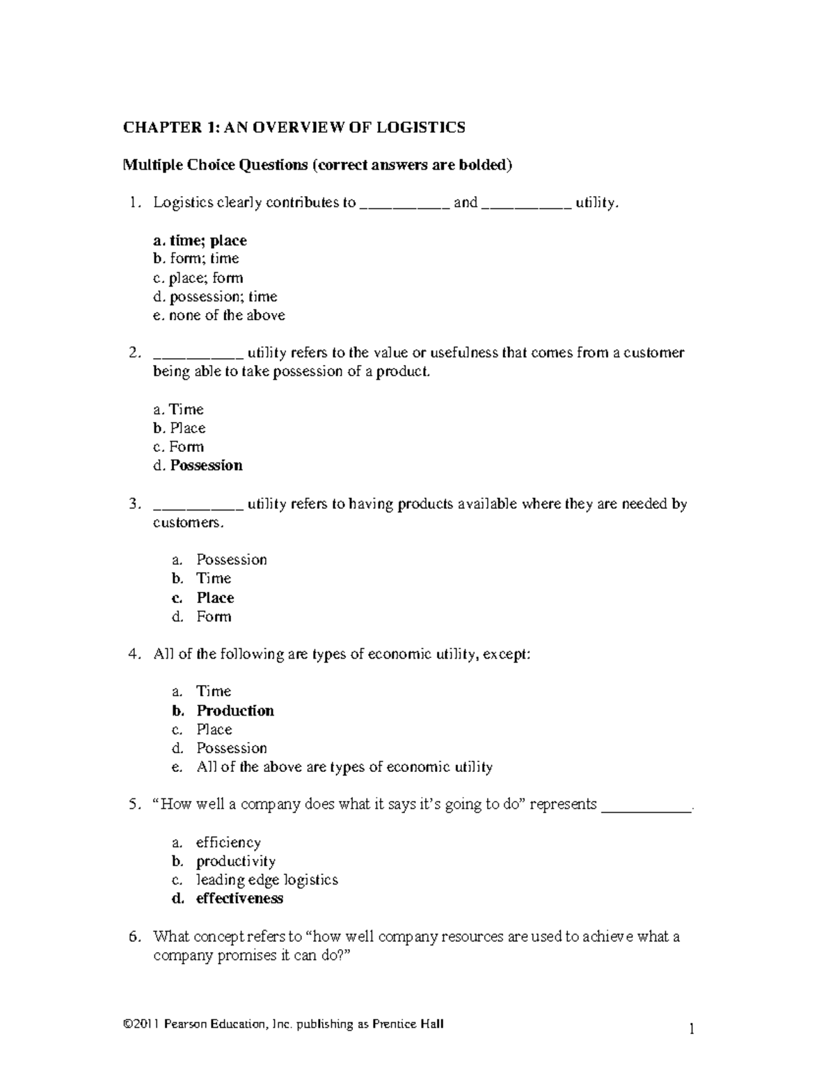 Quan tri logictic - Đjjekekek - CHAPTER 1: AN OVERVIEW OF LOGISTICS ...