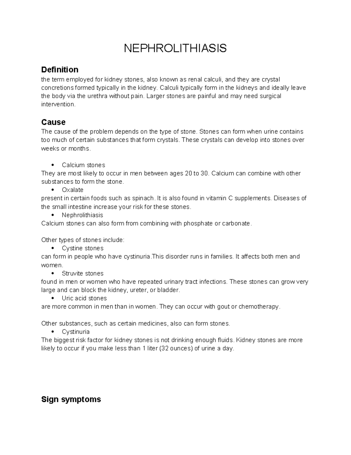 Nepro - NEPHROLITHIASIS Definition the term employed for kidney stones ...