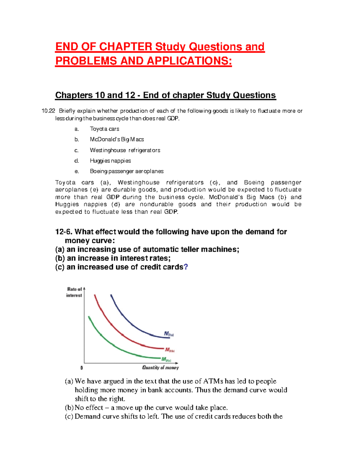 Final 5 2018, questions - END OF CHAPTER Study Questions and PROBLEMS ...