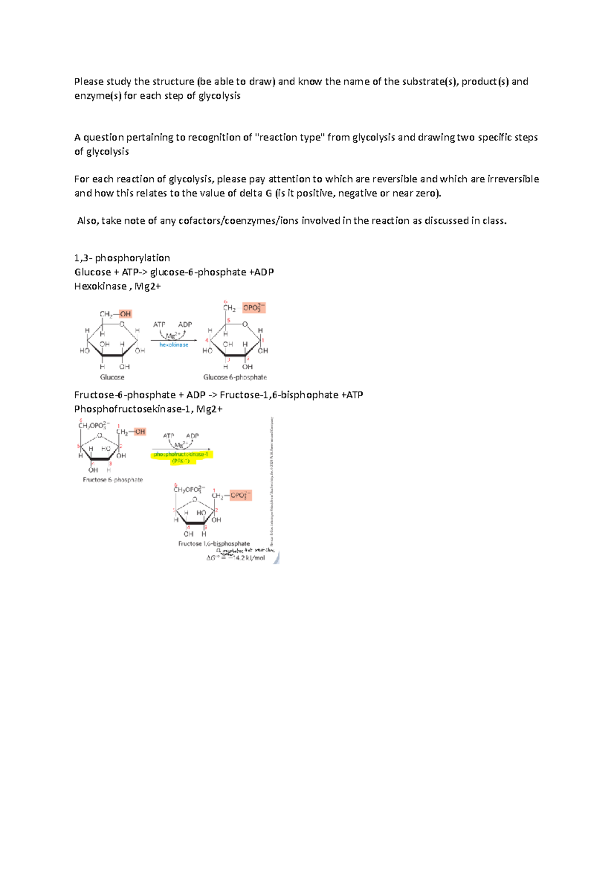 Biochem 2 glycolysis drawings - Please study the structure (be able to ...