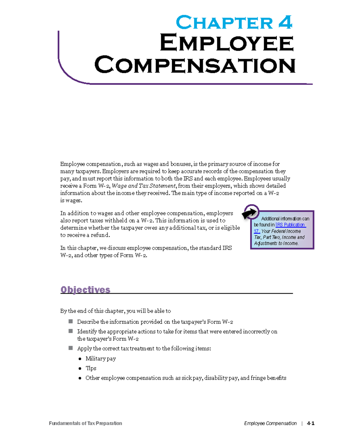 Pages from 2022 FTP 1-12 Digital-5 CH 4 - Fundamentals of Tax Preparation Employee Compensation ...