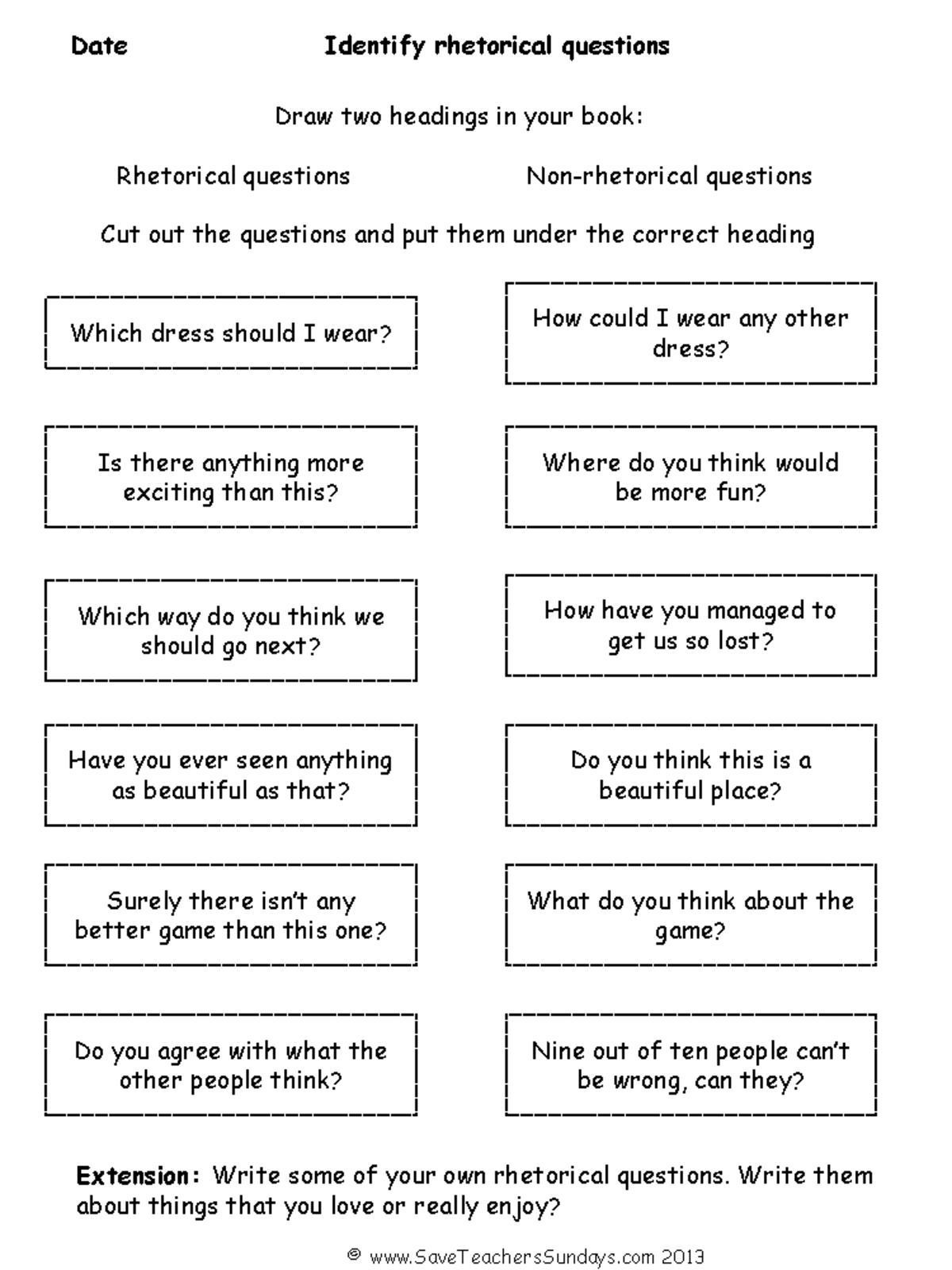 Uploads Year 3 English Sum006 Identify rhetorical questions - Senior ...