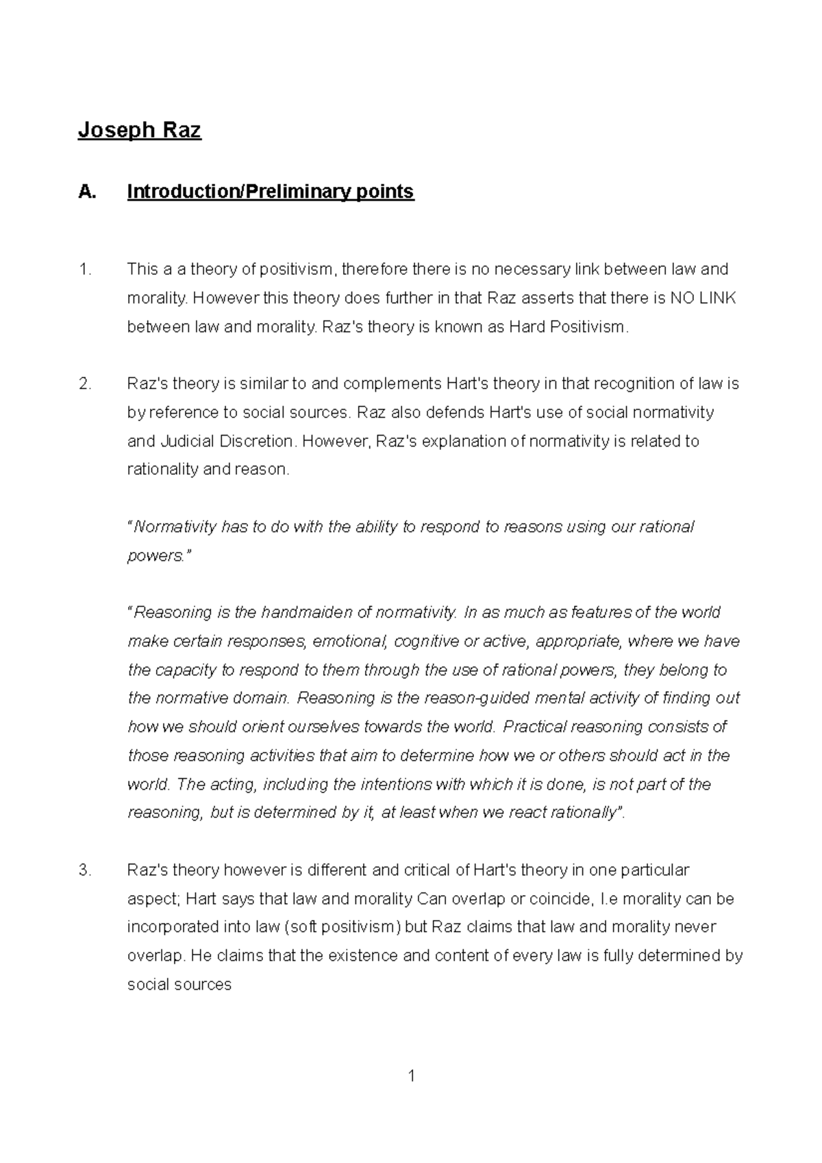 Joseph Raz - Good Lecture notes that gives you a better clarity ...