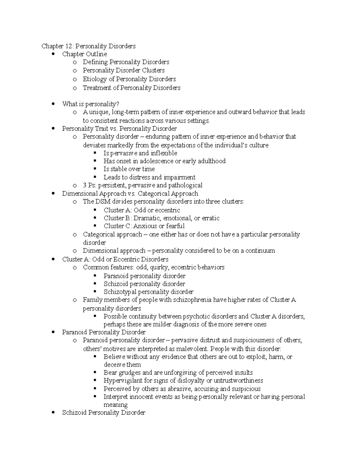 Chapter 12 Handout - Summary Abnormal Psychology - Chapter 12 ...