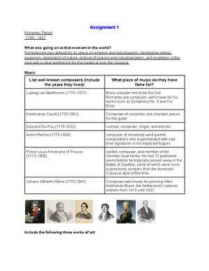 Assignment 1 Music Era Questionnaire - Assignment 1 Renaissance1450 ...