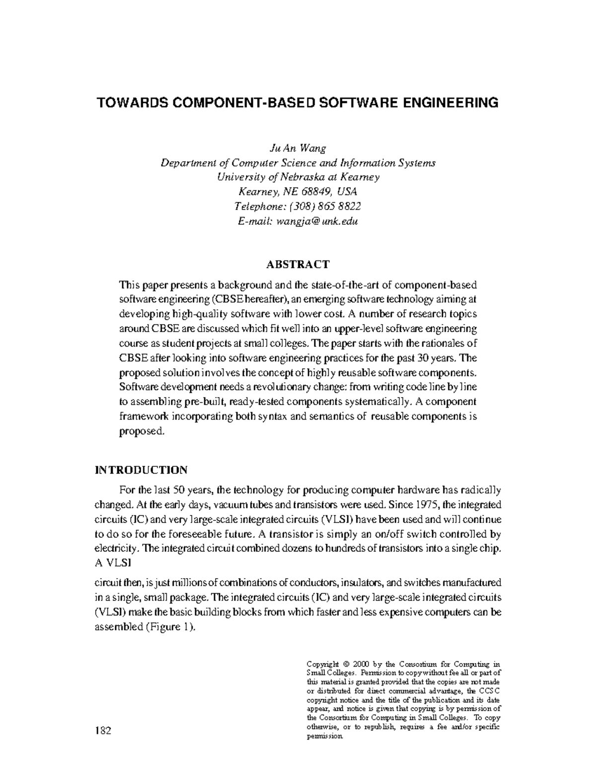 Reading Assignment 6 - 182 TOWARDS COMPONENT-BASED SOFTWARE ENGINEERING ...