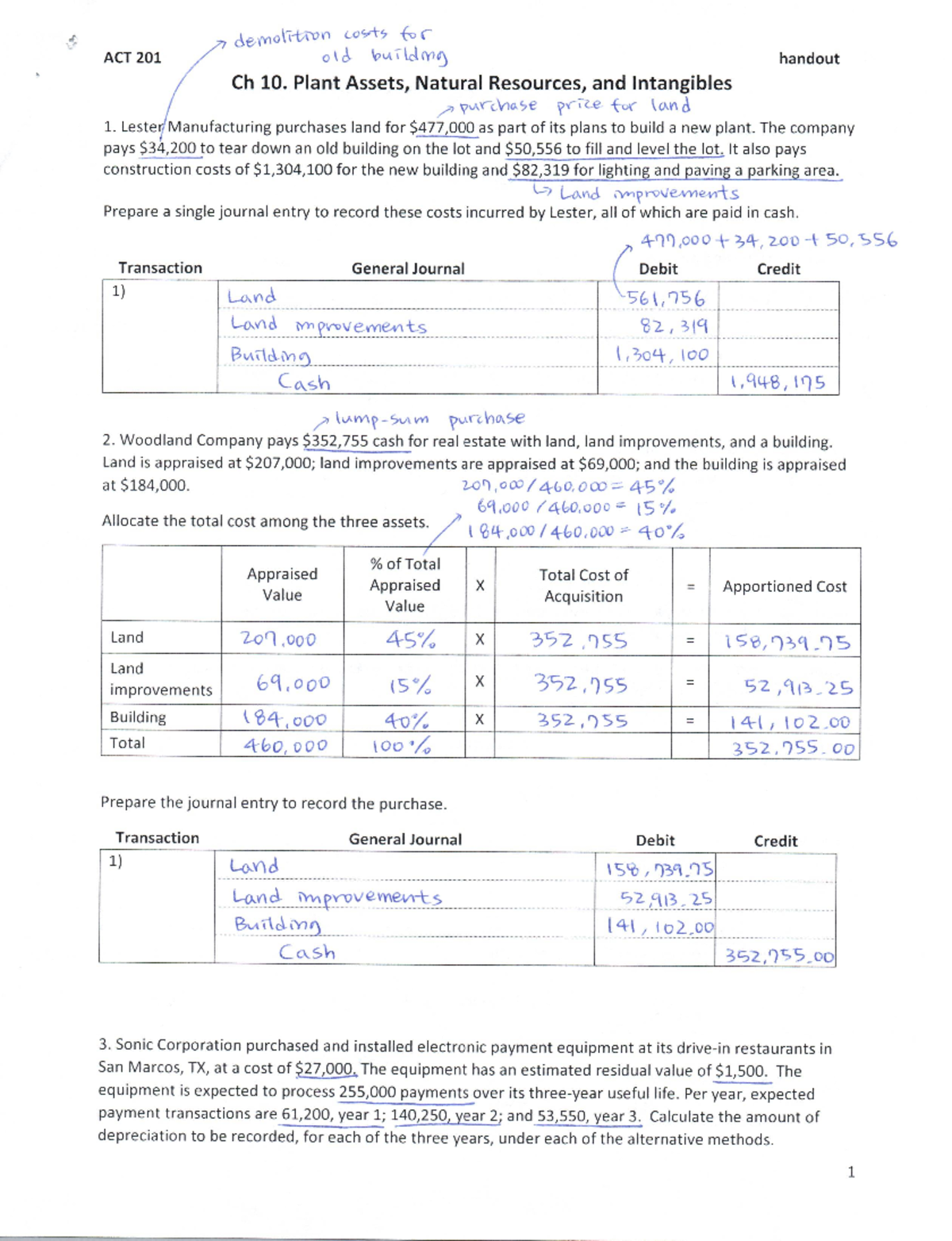 ACT Ch 10. handout - ACT 201 - Studocu