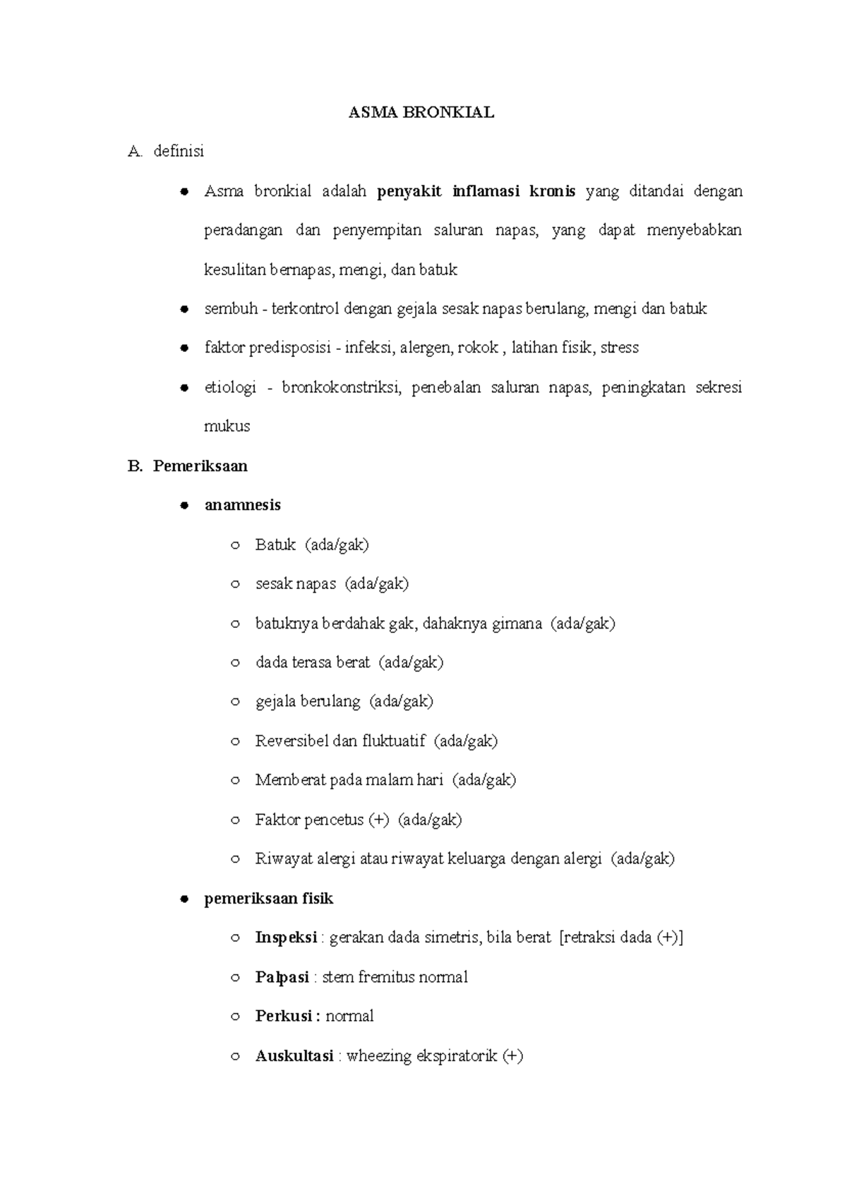 ASMA Bronkial - ASMA BRONKIAL A. definisi Asma bronkial adalah penyakit ...