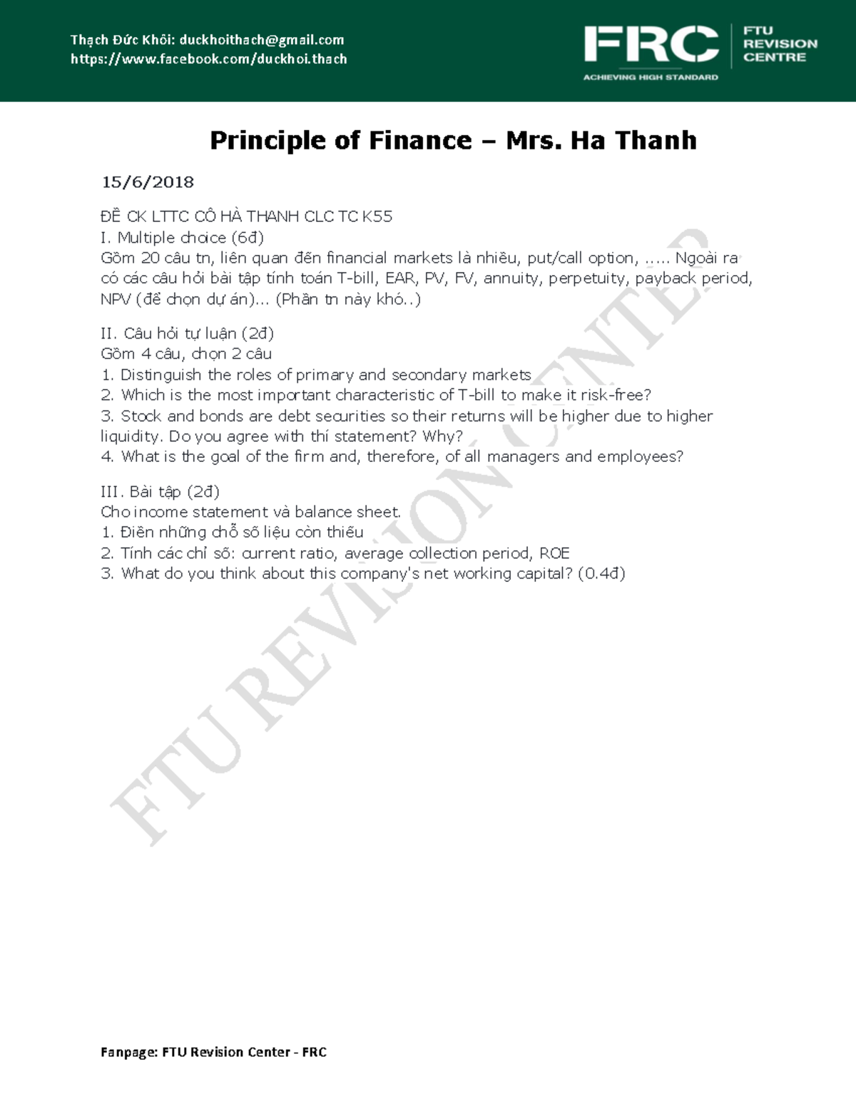 CK CLC cô HT update - Quản trị khoản phải thu gắn với chính sách bán hàng của cty, nếu cty bán ...