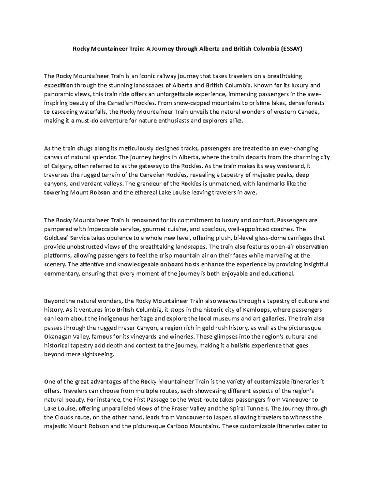 Rocky Mountaineer Train — A Journey through Alberta and British ...