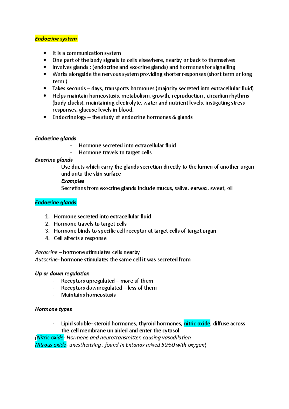 Endocrine system - Notes - Endocrine system It is a communication ...