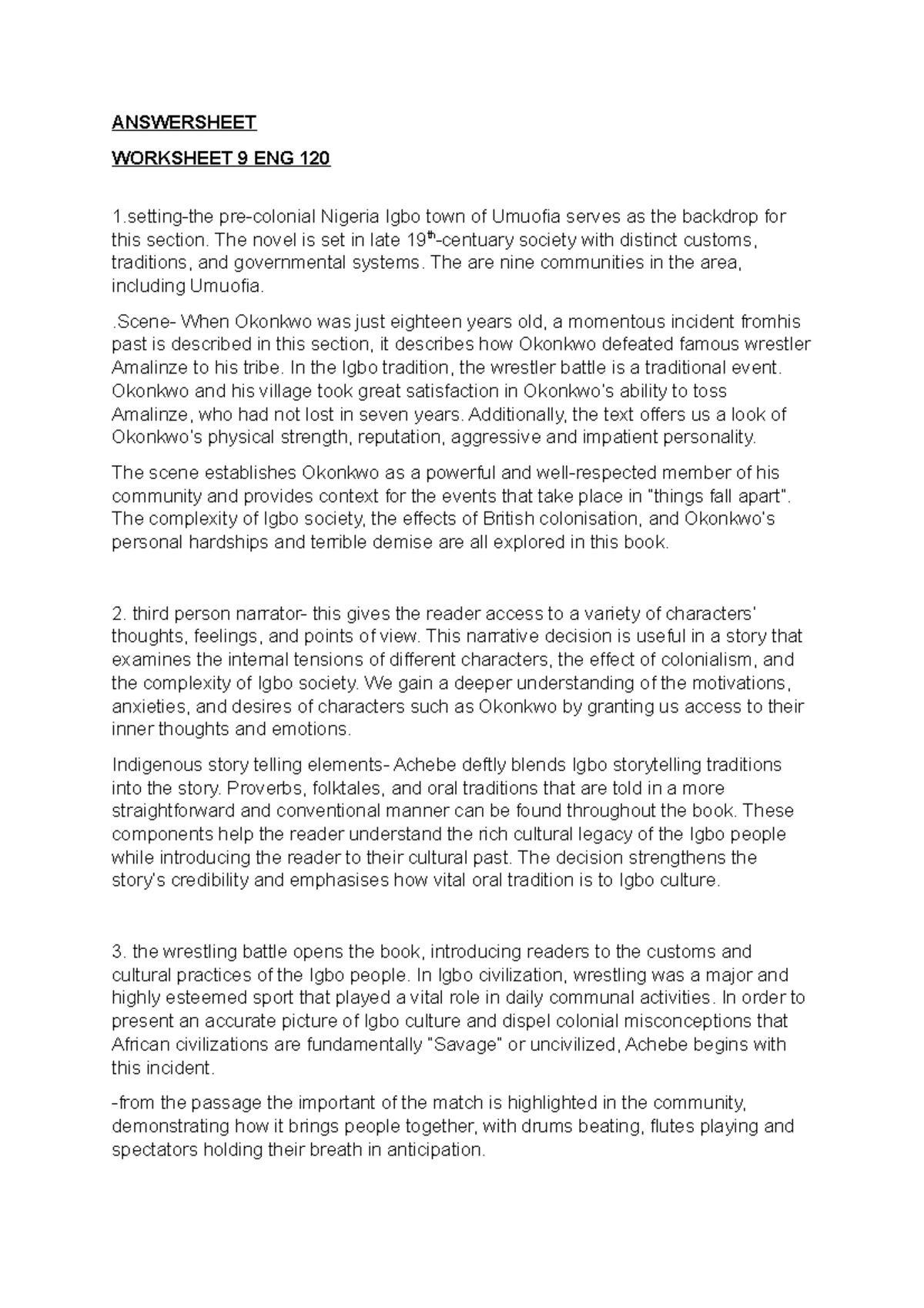 Worksheet 9 - answersheet - ANSWERSHEET WORKSHEET 9 ENG 120 1-the pre ...