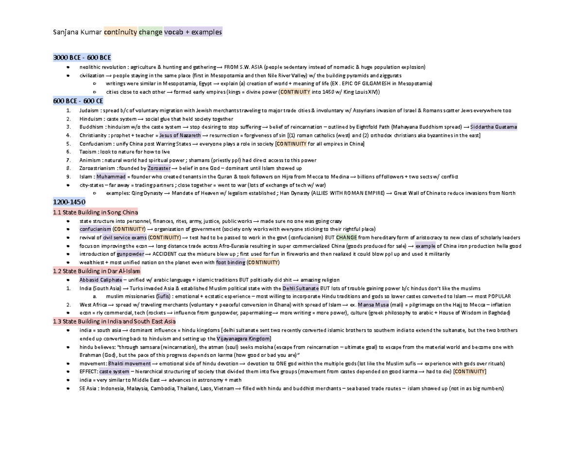 Final AP EXAM (WHAP) Study Guide - 3000 BCE - 600 BCE neolithic ...
