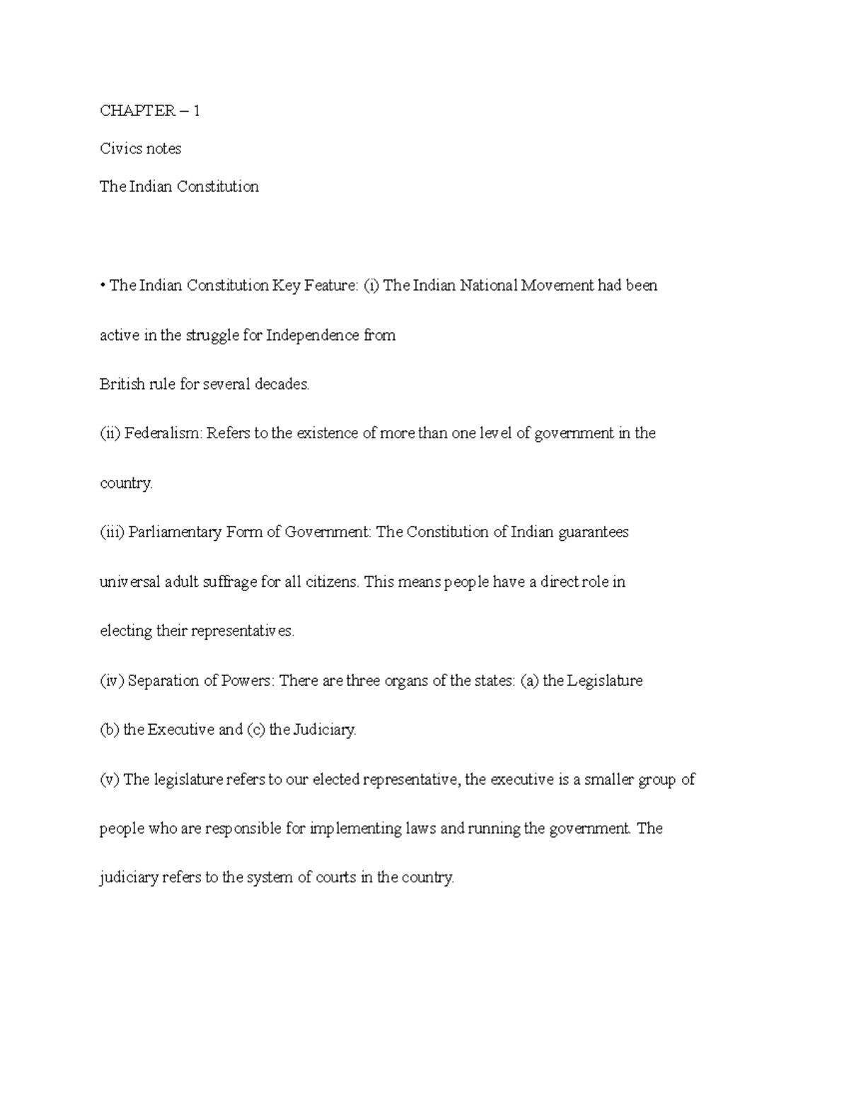Chapter – 1 Civics Notes 1 pt 1 - CHAPTER – 1 Civics notes The Indian ...