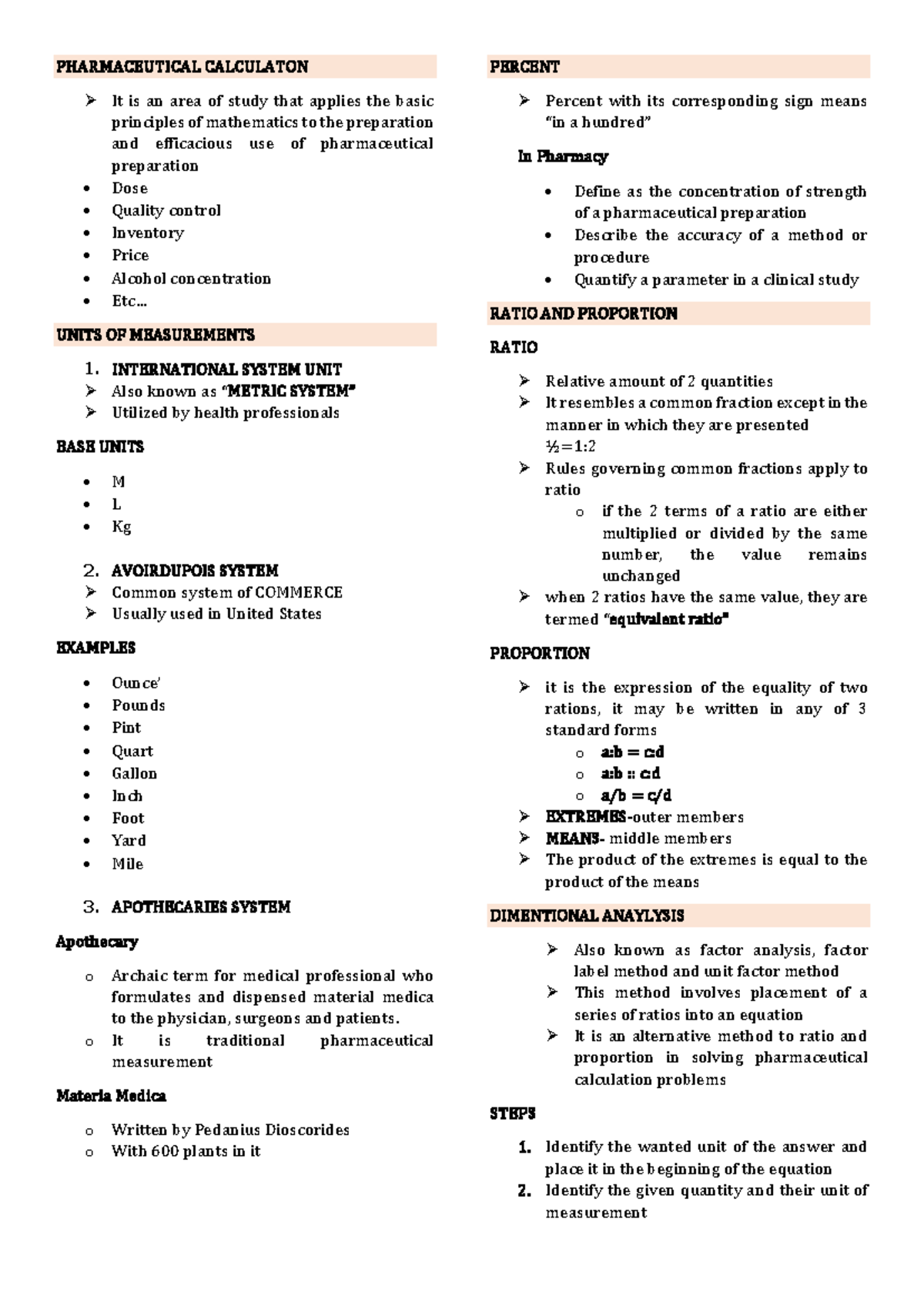 Pharmaceutical Calculaton - PHARMACEUTICAL CALCULATON It is an area of ...