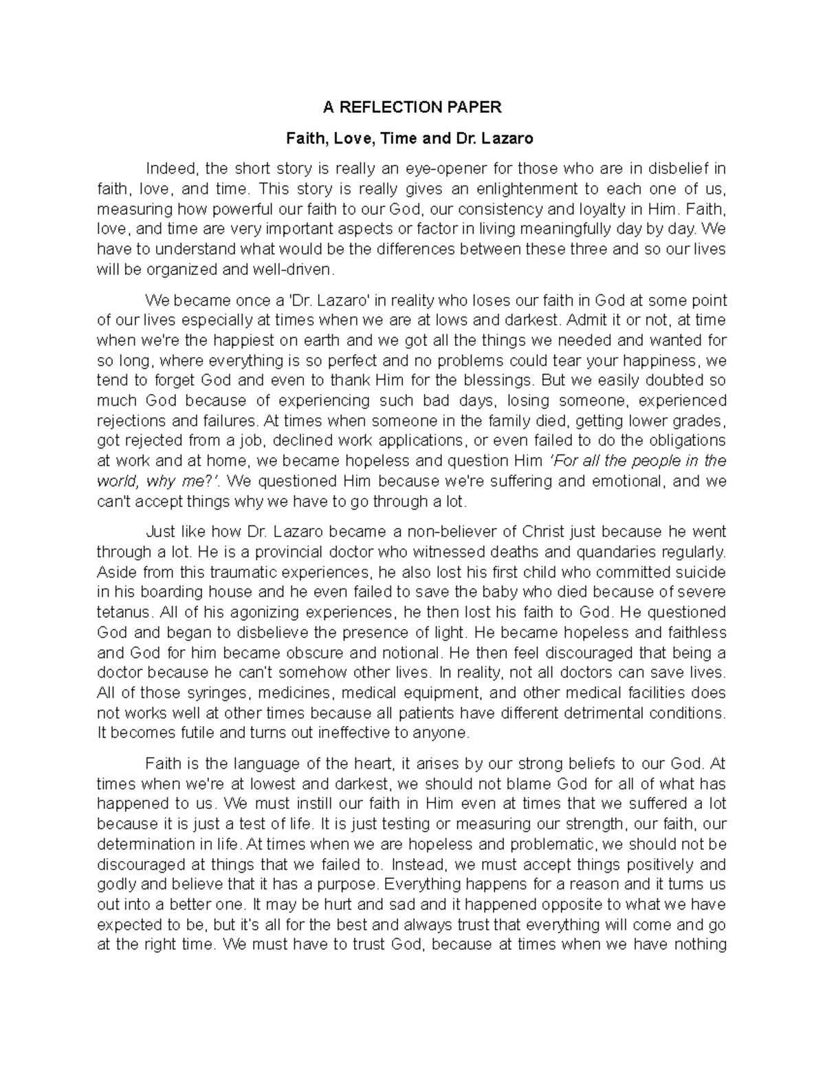 Inbound 3962744818156018600 - A REFLECTION PAPER Faith, Love, Time and ...