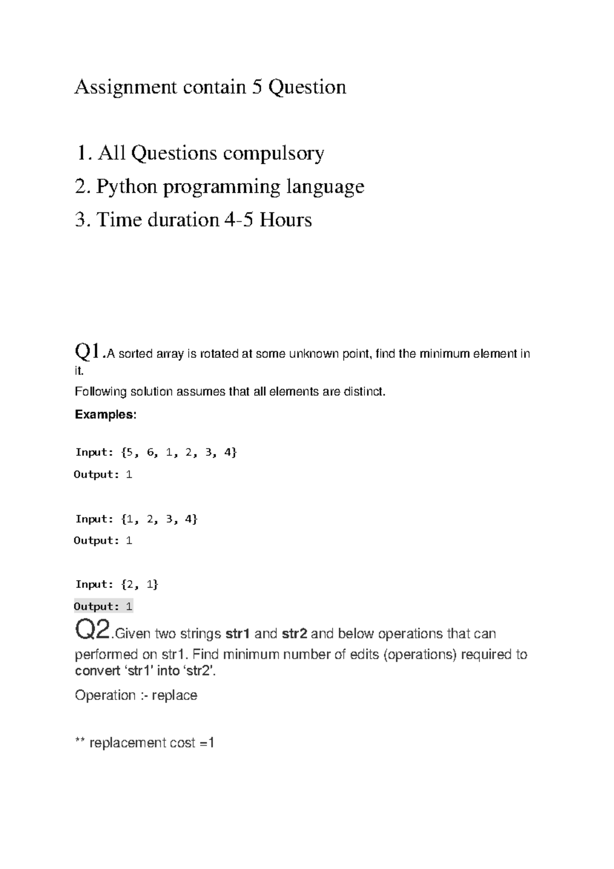 Assignment Quantum python - Assignment contain 5 Question 1. All Questions compulsory 2. Python ...