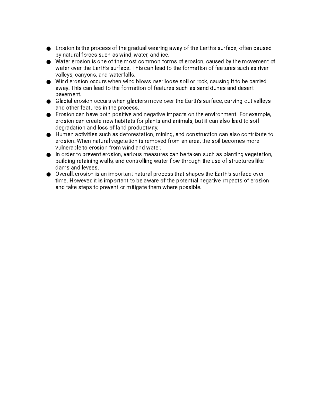 Erosion notes - Erosion is the process of the gradual wearing away of ...